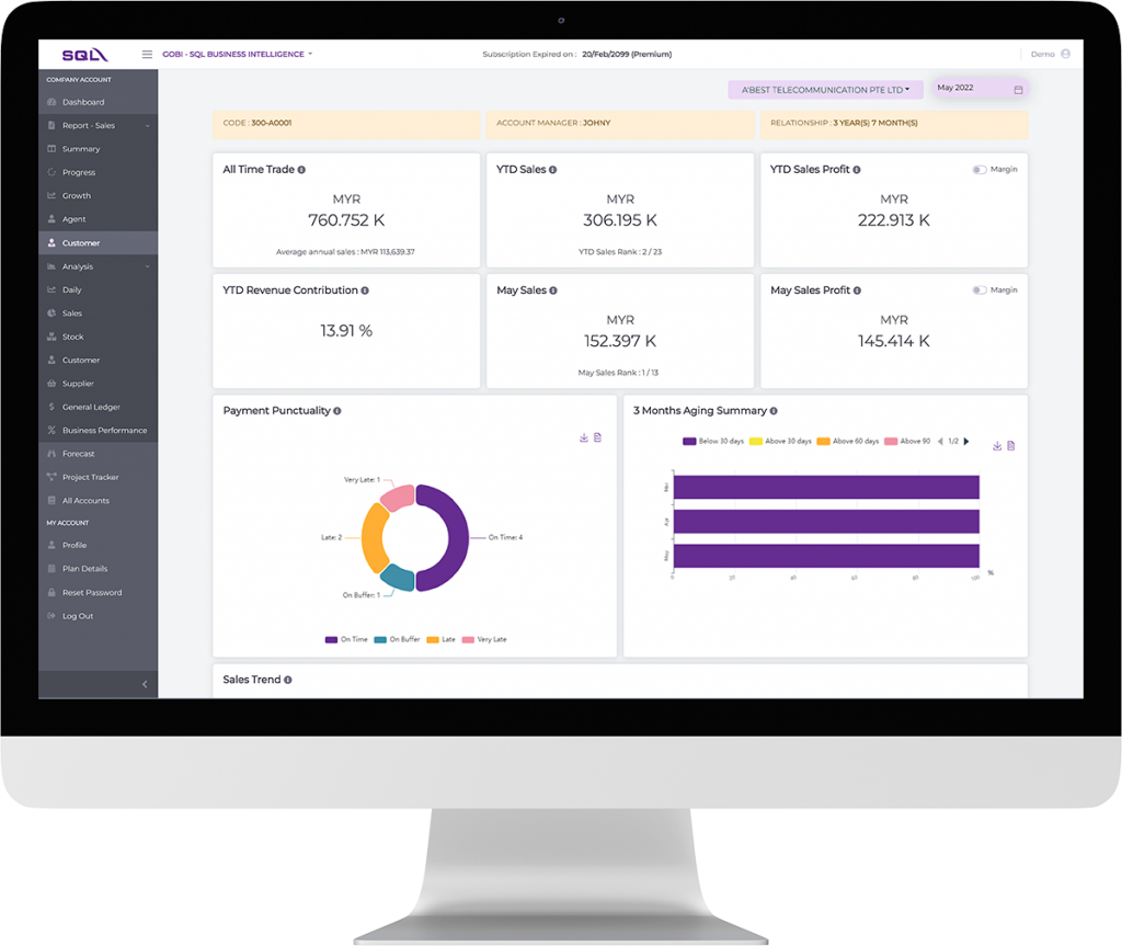 SQL B.I Dashboard - Wisoft